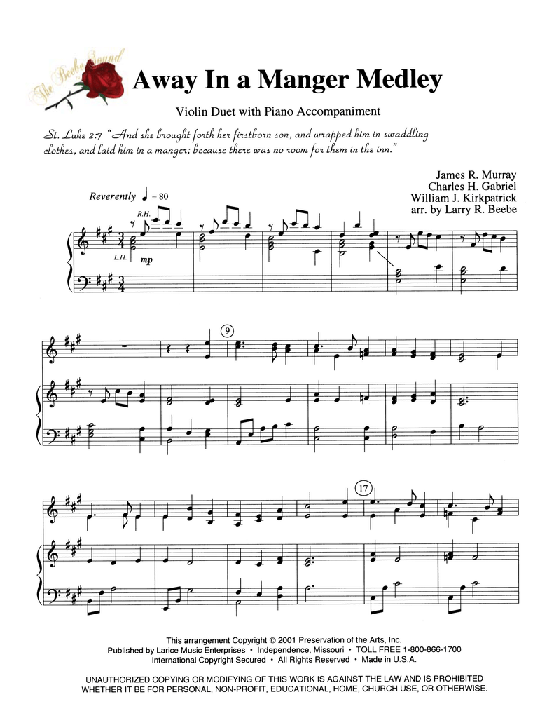 Away In a Manger Medley - Violin Duet — Jackman Music