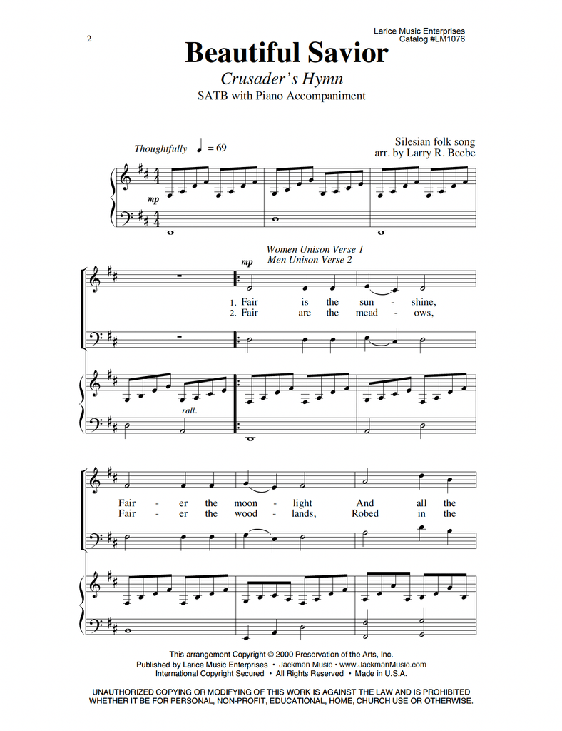 Beautiful Savior - SATB — Jackman Music