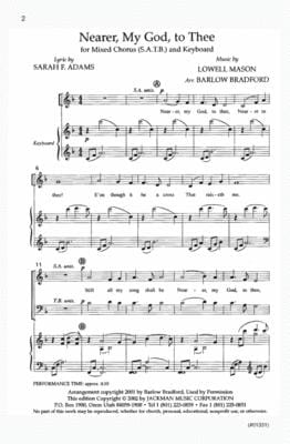 Nearer My God to Thee - SATB - Bradford — Jackman Music