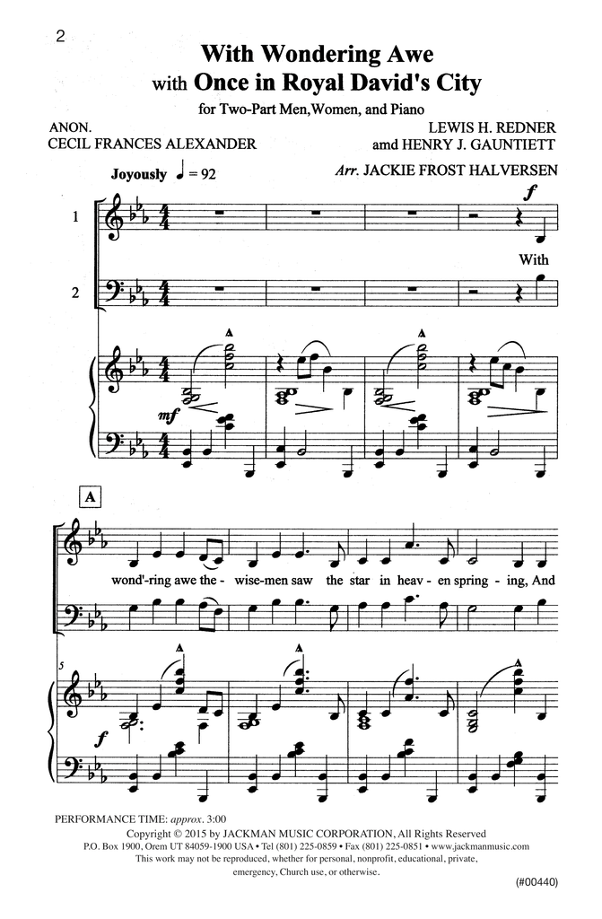With Wondering Awe and Once in Royal David's City — Jackman Music