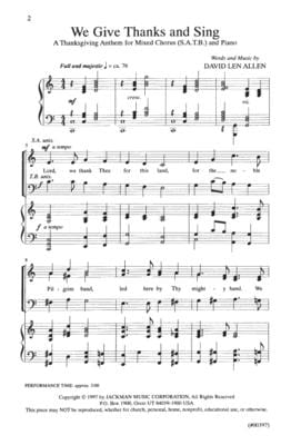 We Give Thanks and Sing - SATB — Jackman Music
