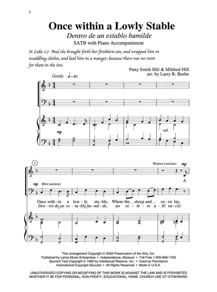 Once Within a Lowly Stable - SATB — Jackman Music
