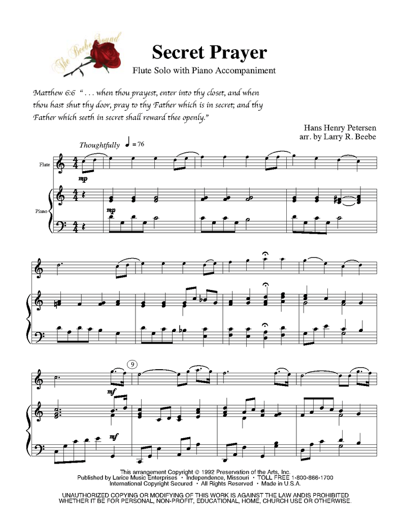 Secret Prayer - Flute Solo — Jackman Music