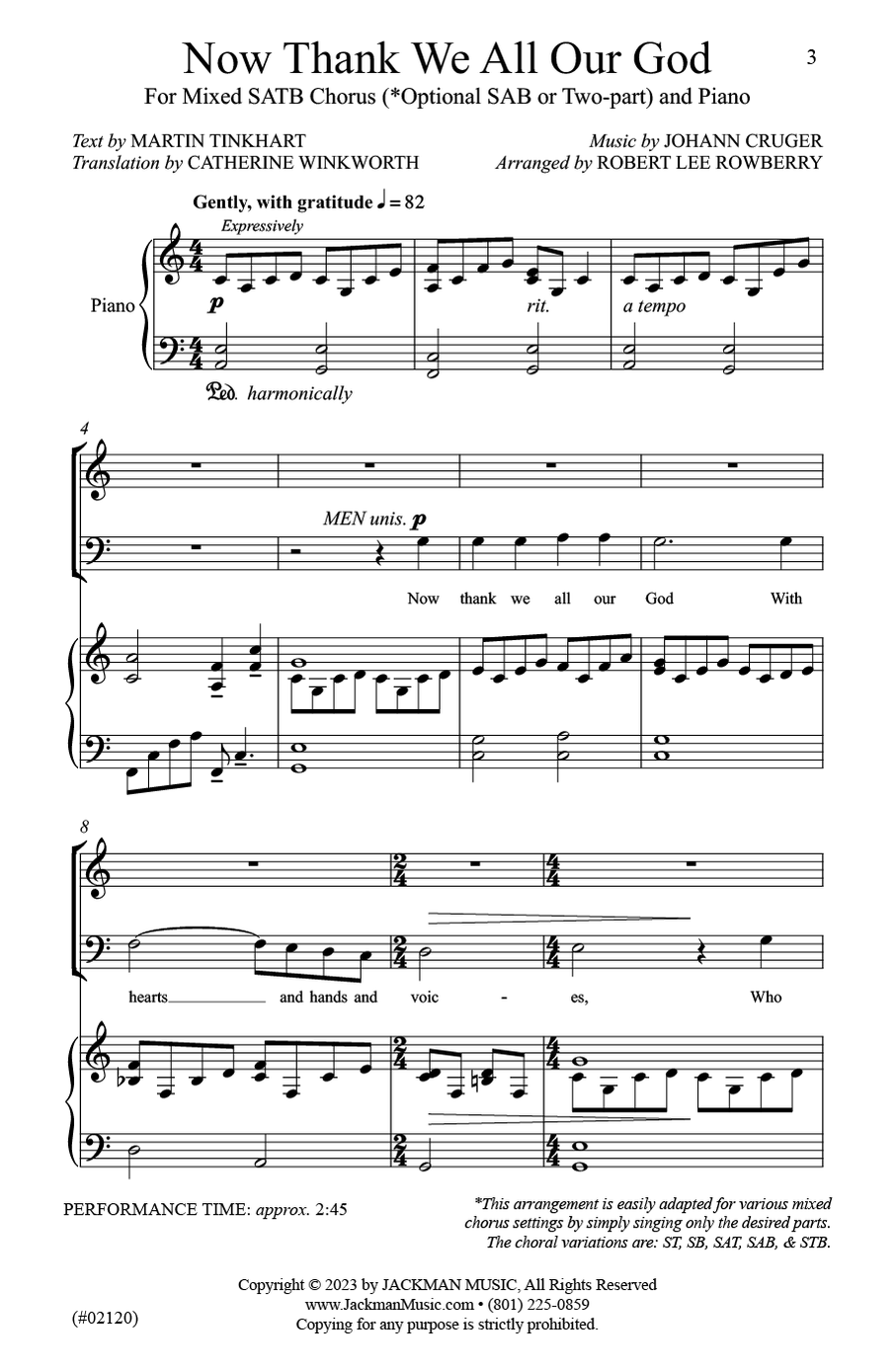Now Thank We All Our God - SATB (Opt. SAB or Two-part) — Jackman Music