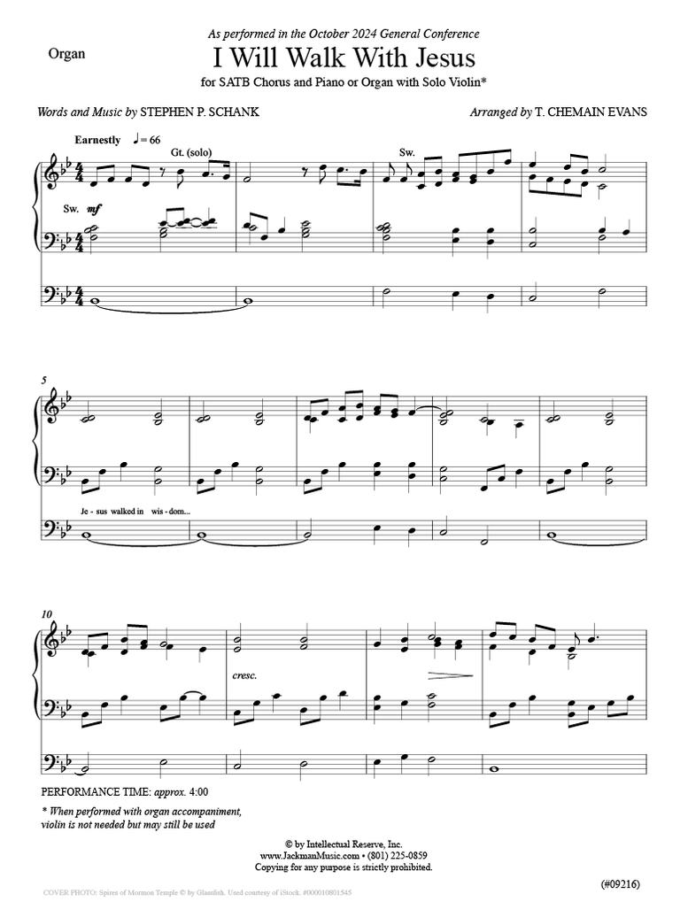 I Will Walk With Jesus - SATB, Violin, and Piano* — Jackman Music