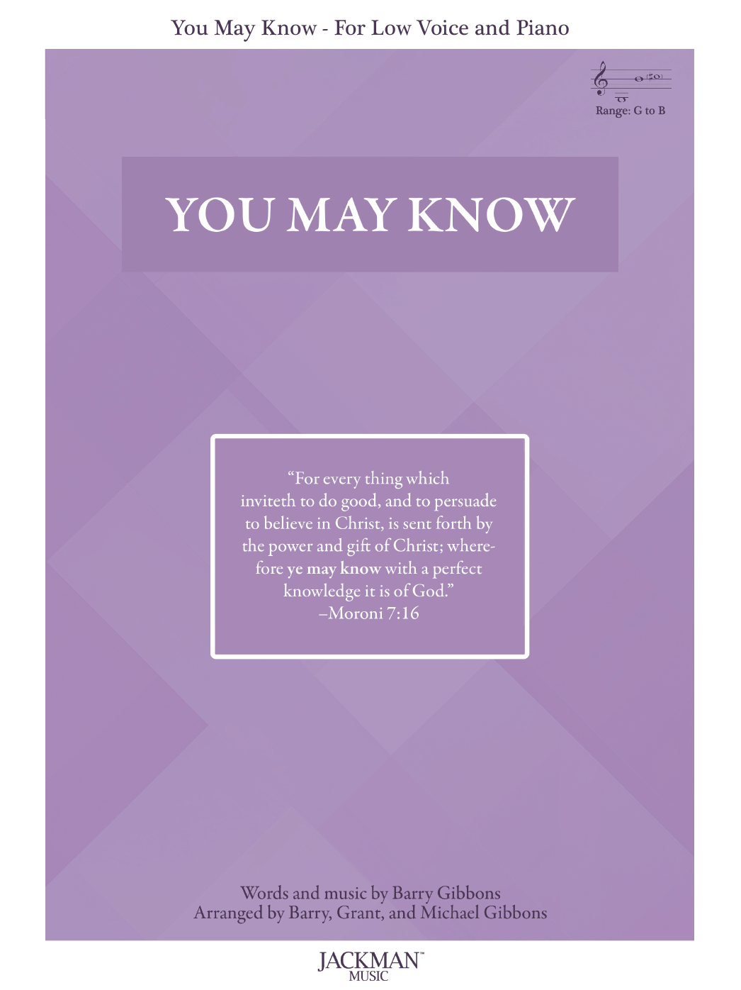 You May Know - Low Vocal Solo — Jackman Music