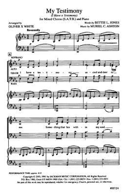 My Testimony (I Have a Testimony) - SATB — Jackman Music