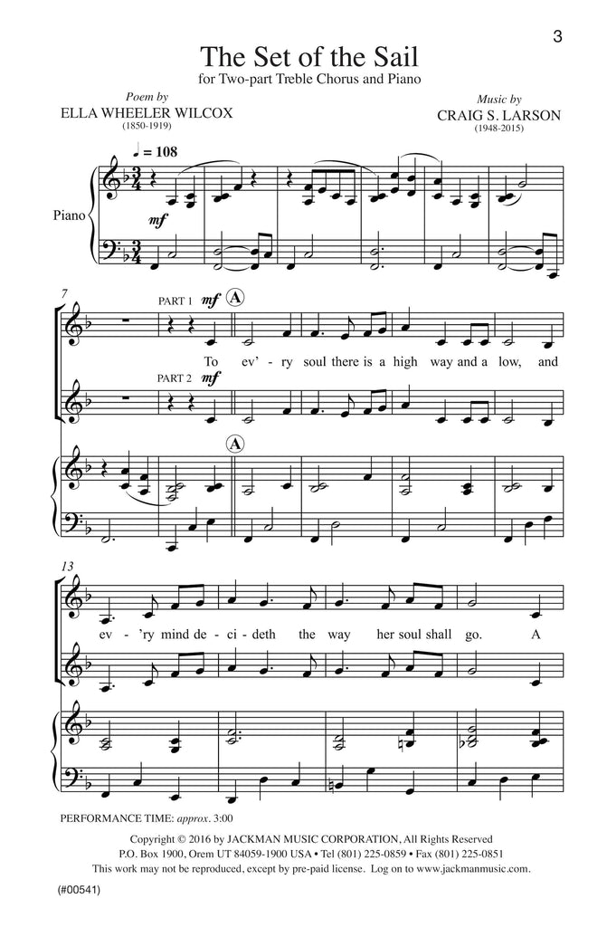 The Set of the Sail - SA — Jackman Music