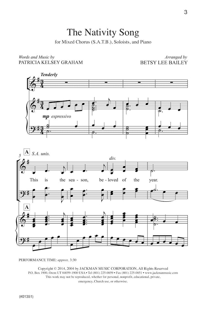 The Nativity Song - SATB - Bailey — Jackman Music